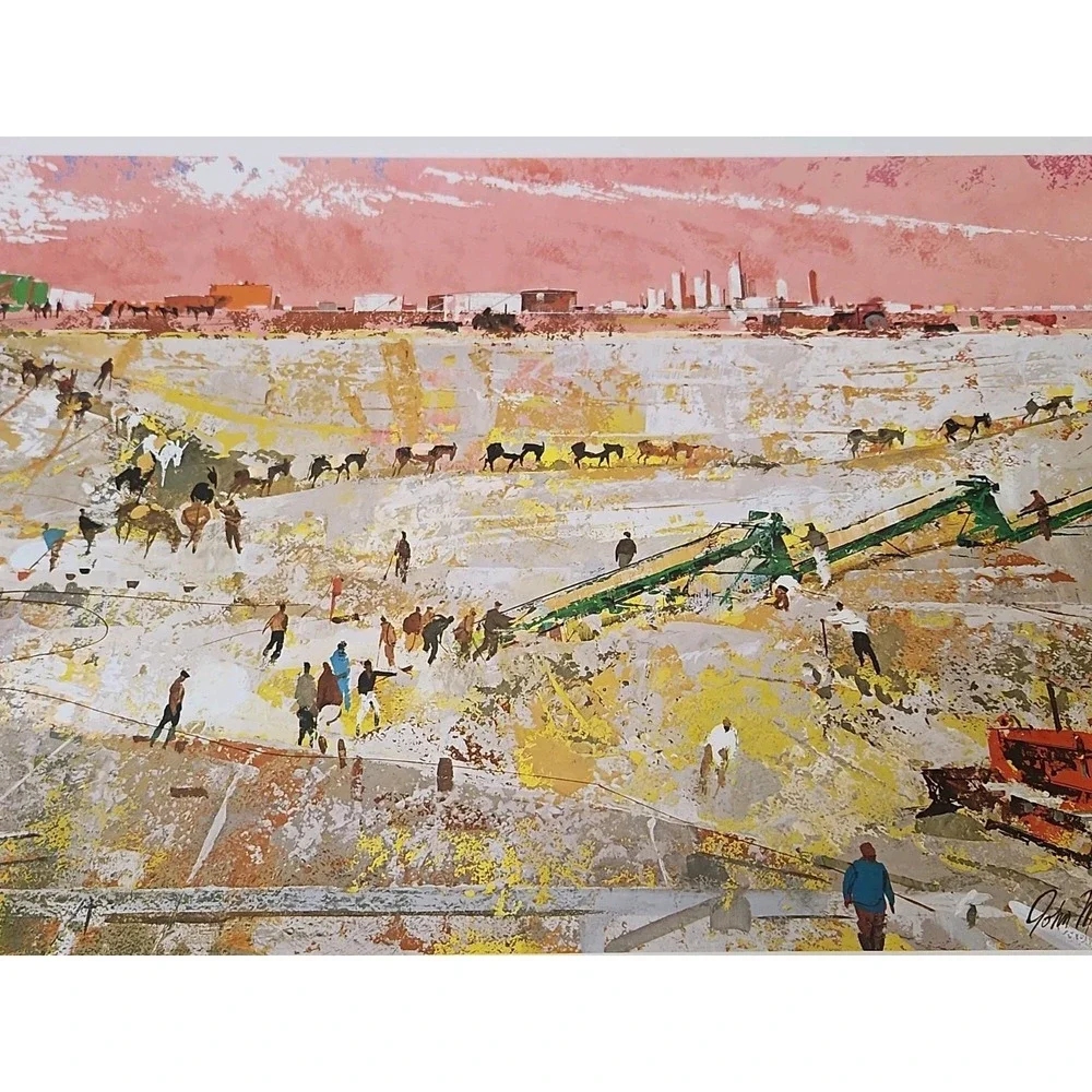 Art | John Moodie Lithograph Painting Building A Reservoir Huelva Spain ...